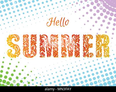 Hello SUMMER. Decorative Font made in swirls and floral elements ...