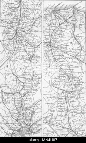 GREAT EASTERN RAILWAY 2. London to Cambridge Ely & Norwich. WELLER 1864 ...
