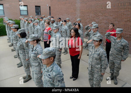 Kelvin Tifft, 526th Electronics Maintenance Squadron, briefs his Airman ...