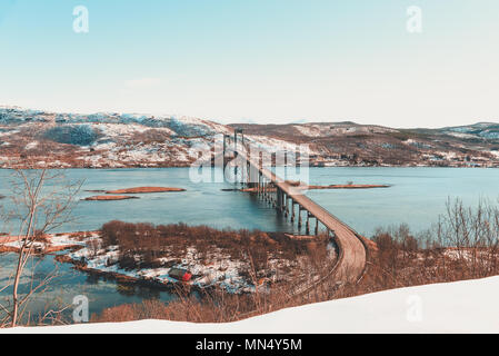 Norway, the Tjeldsund bridge, one of the many bridges that togheter ...