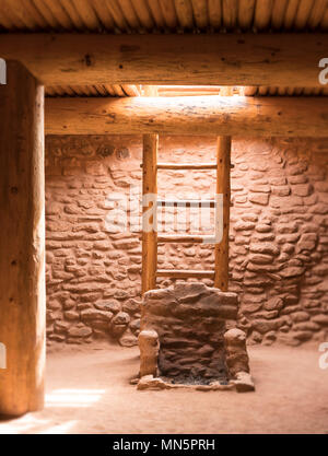 Native American Ceremonial Kiva, circular pit chamber used for ...