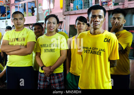 Inmates in their crowded cell block in the Manila City Jail in Manila ...
