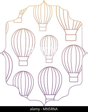 arabic frame with hot air balloons pattern over white background ...