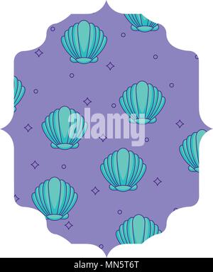 arabic frame with seashell pattern over white background, vector ...