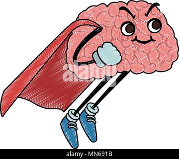 Funny superhero brain cartoon scribble Stock Vector Image & Art - Alamy
