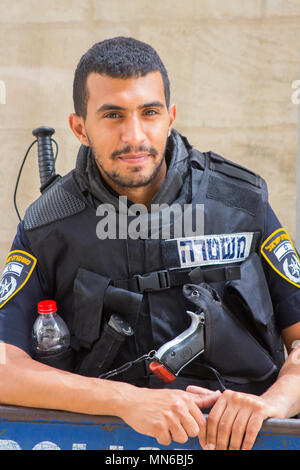 Via Dolorosa Jerusalem Israel A friendly young Israeli policeman and ...