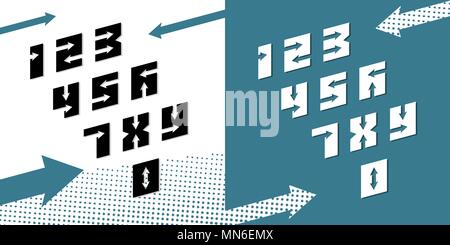 Font of numbers arrow counterform. Decorative design elements for ...