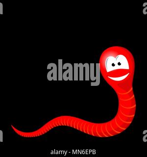 Cute red worm or snake on black background Stock Vector Image & Art - Alamy