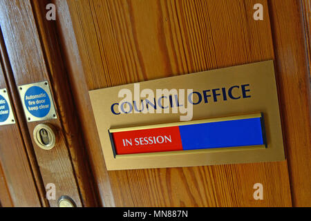 Council Office and Council Chamber signage in the Lerwick town hall ...