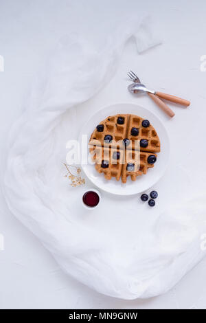 Blueberry Waffles, light background Stock Photo - Alamy