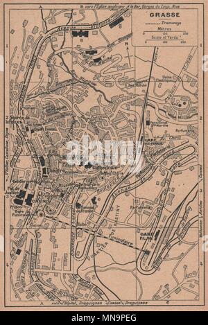 GRASSE vintage town city plan de la ville. Alpes-Maritimes 1925 old map ...