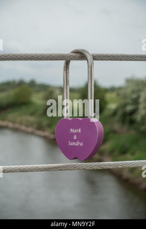 Worcester Diglis Bridge love locks Stock Photo - Alamy