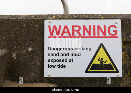 quicksand or mud warning sign on white background. Caution deadly sand ...
