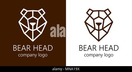 geometric bear head logo design, bear linear icon design illustrtion, bear logo design Stock ...