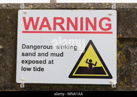WARNING Dangerous sinking sand and mud exposed at low tide sign on old ...