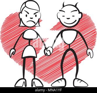 Devil and angel cartoon character on white background illustration ...