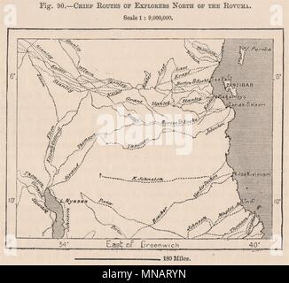GERMAN EAST AFRICA WITH ZANZIBAR Map about 1890 Stock Photo - Alamy