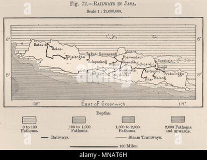 Old Map of railways in the east. Old 19th century engraving from La ...