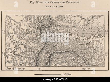 Paranagua. Brazil. Parana 1885 old antique vintage map plan chart Stock ...