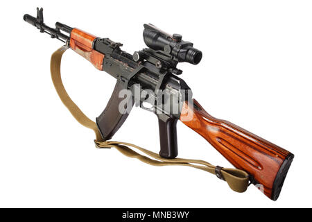kalashnikov ak 47 with optic sight on white Stock Photo - Alamy