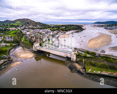 Aerial of Conwy Castle, Wales, United Kingdom Stock Photo - Alamy