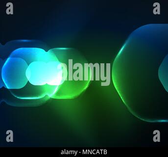 Blurred transparent hexagons on dark, digital abstract background ...