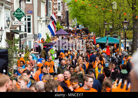 Amsterdam, Netherlands - April, 2018: Crowd of people on the street ...