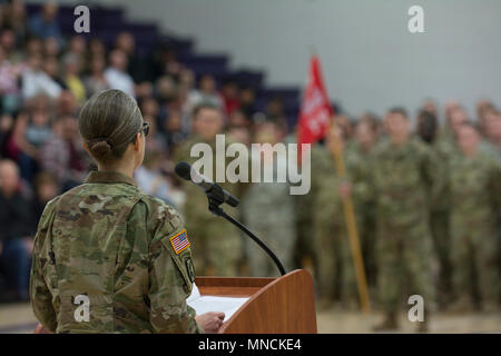 Col. Michelle Link, commander of the 372nd Engineer Brigade, addresses ...