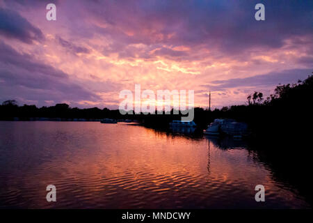 sunset on the norfolk broads, malthouse broad, norfolk, england Stock ...