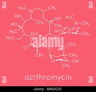 Azithromycin antibiotic drug (macrolide class) molecule Stylized Stock ...
