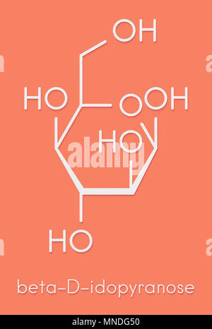 Idose molecule (beta-D-idopyranose form). Stylized skeletal formula ...