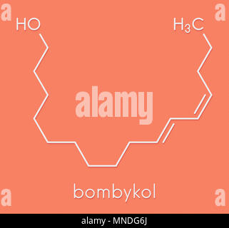 Bombykol insect pheromone molecule. Atoms are represented as spheres ...