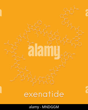 Exenatide diabetes drug molecule. Skeletal formula Stock Vector Art ...