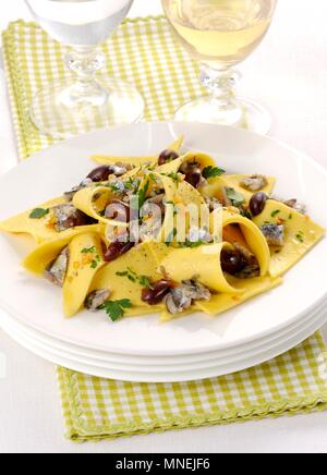 Italian food recipes, Stracci pasta with seafood and saffron Stock ...
