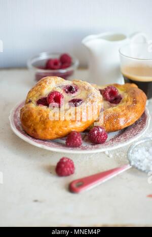 sweet dough pastries with sour cream and milk filling, vanilla sour ...