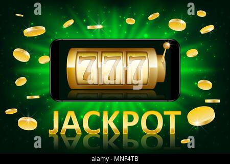 Jackpot casino coin, cash machine play now. Vector illustration Stock ...