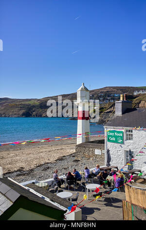Port Erin Lighthouse & Cosy Nook Cafe, Port Erin, Isle of Man Stock ...