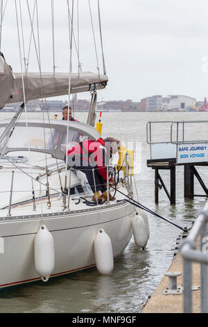 Yacht Entering Lock at Shotley Gate Marina Stock Photo - Alamy