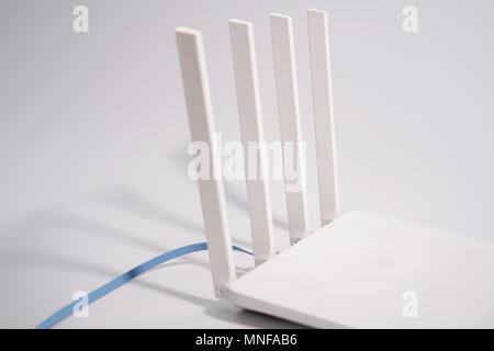The back view of router showing the lan internet port, and the land ...