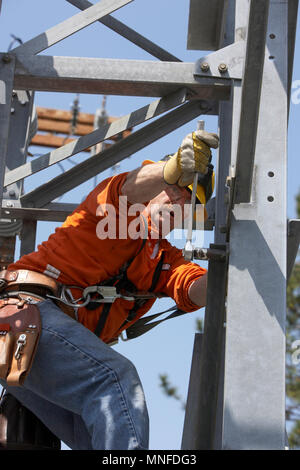 Electrician at work, electric components, electrical voltage ...