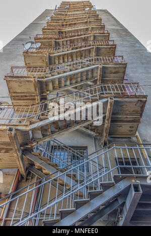 A staircase with a window in an old soviet building in Ukraine Stock ...