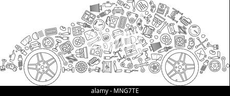 Vector line car parts icons set on white background Stock Vector Image ...
