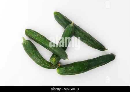 some biological cucumbers on white background Stock Photo - Alamy