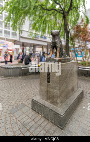 A statue of the famous dog Hachiko, outside of Shibuya Station in ...