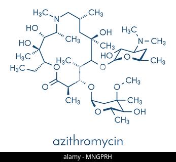 Azithromycin antibiotic drug (macrolide class) molecule Stylized Stock ...