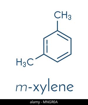 Meta-xylene (m-xylene) aromatic hydrocarbon molecule. Skeletal formula ...