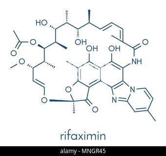 Rifaximin antibiotic drug molecule. Skeletal formula Stock Vector Image ...