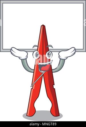 With board clothes peg character cartoon vector illustration Stock ...