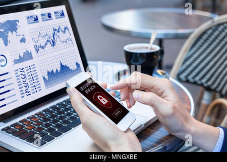 Security breach, smartphone screen, infected by internet virus Stock ...