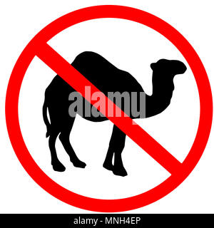 Camel not allowed prohibition red circle warning road sign, isolated on ...